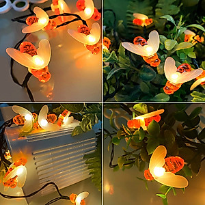 Ovker Solar String Lights 50LED Outdoor Waterproof Simulation Honey Bees Decor for Garden Christmas Decorations Warm White