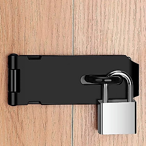 Padlock Hasp 4 Inch Door Hasp Latch Lock Stainless Steel Padlock Clasp Black Hasp Lock Gate Hasp with Fixing Screw for External Doors Window Cabinet Pet Cage