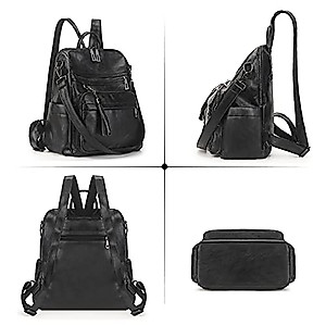 Artwell Backpack Purse for Women Fashion PU Leather Designer Travel Large Ladies Shoulder Bags Tote Tassel Rucksack (Black)