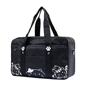 GK-O Japanese JK Uniform Bag Cute Cat Kawaii Lolita Handbag Messenger Shoulder Bags (Black)