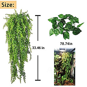 kathson Bearded Dragon Hammock Lounger Reptile Breathable Mesh Hammocks Hanging Vines Plants Tank Accessories Habitat Decor for Lizard Gecko Snake Chameleon Iguana Amphibians(3 PCS)