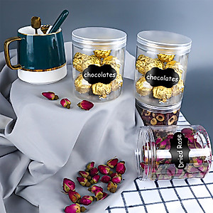 12 Pcs 16 oz Clear Plastic Jars with Ribbed Lids Wide Mouth Food Plastic Jars Airtight Paint Storage Containers for Beauty Products,Kitchen & Household Storage (Clear Lids)