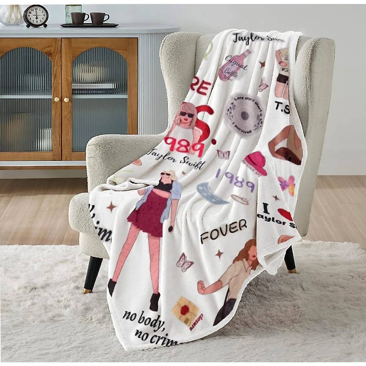 BEEBARYJ Singer Throw Blanket, Novelty Soft Singer Blanket, Fashion Innovative Throw Blanket, Soft and Warm, White Blanket Birthday Fan Concert 50x60in
