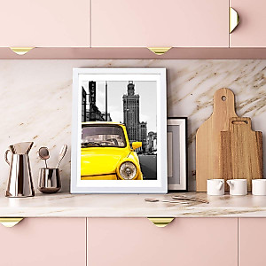 Emeyart 12x16 White Picture Frames Display 11x14 Documents with Mat or 12 x 16 Photo Without Mat Solid Wood Picture Frame for Living Room and Office Wall Decor