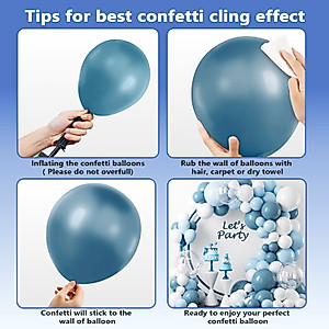 Teal Balloons Garland Arch kit,120Pcs 18 12 10 5 In Teal Turquoise Tiffany Blue and White Metallic Silver Confetti Latex Balloons for Graduation Baby Shower Weddings Birthday Party Decorations