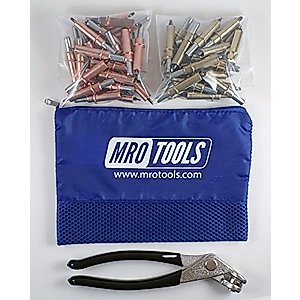 25 1/8 and 25 3/16 Cleco Fasteners + Cleco Pliers + Mesh Carry Bag - Cleco Fasteners Kit (K4S50-1)