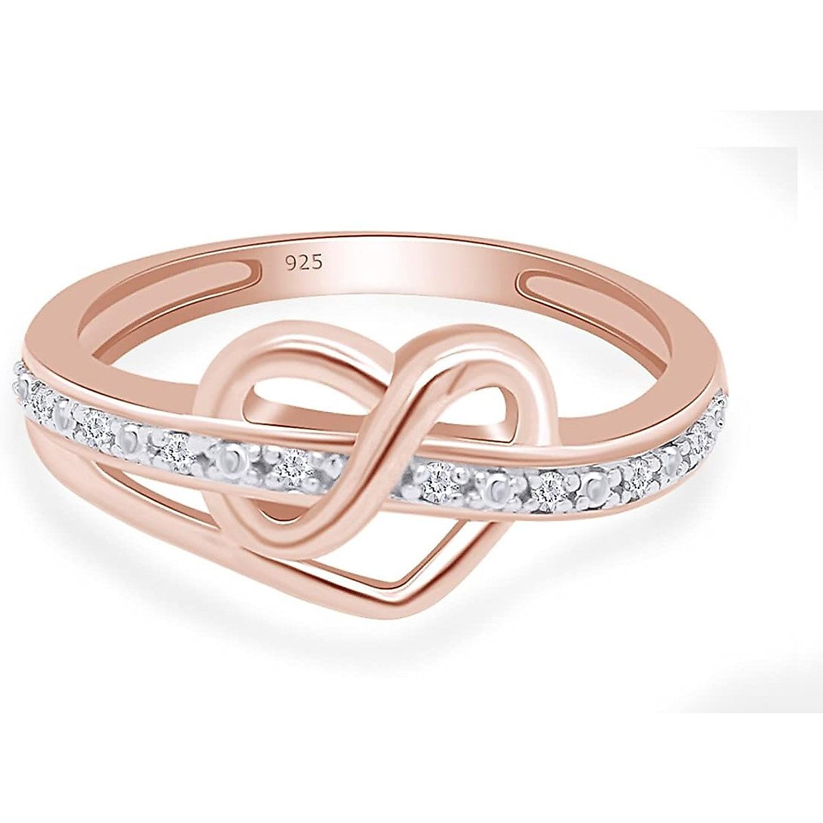 AFFY Sterling Silver Diamond Heart Ring (1/20 cttw, I-J Color, I3 Clarity)