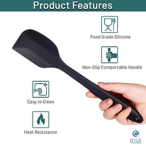 Premium Quality Kitchen aid Spatula Silicone Utensils Set - 4 Piece Set for Gourmet Cooking Heat Resistant and Non-Stick (Black)