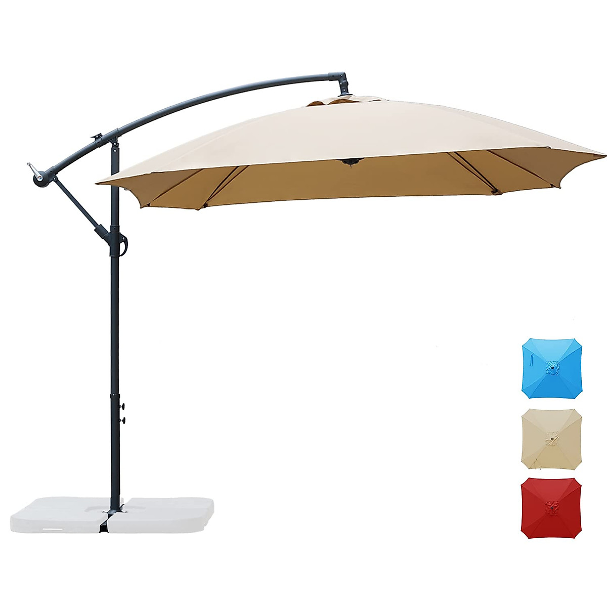 Aoodor Offset Square Patio Umbrella 8.7‘ Cantilever Hanging Market Umbrella Water Resistant UV Protection Brown- Base Not Included