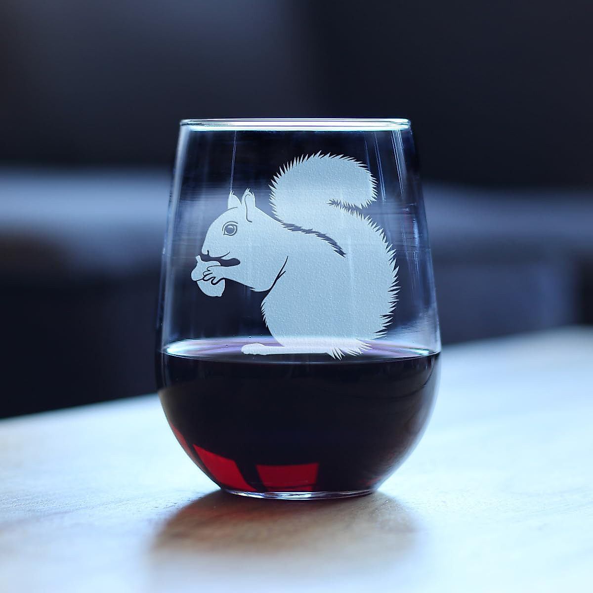 Squirrel Stemless Wine Glass - Squirrel Gifts and Decor with Squirrels - Large 17 Oz Glasses