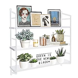 BOLUO White Wall Shelf - Garage Storage System Shelves Modern Bathroom Decor Bedroom Living Room Kitchen 24 inches Long (610-W)