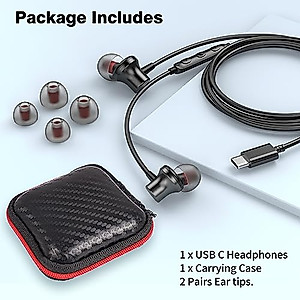 USB C Headphones Wired Earbuds for iPhone 15 Pro Max Samsung Z Flip 5 4 Fold Galaxy Tab S9 Ultra S23 FE Magnetic in-Ear Noise Canceling Type C Earphone Microphone Volume Control for iPad Air Pixel 8