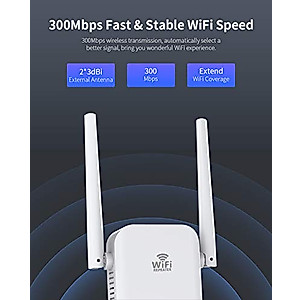 WiFi Range Extender Signal Booster up to 4000sq.ft and 30 Devices, Internet Extender Booster, WiFi Repeater Amplifier with Ethernet Port,2 Antennas 360° Full Coverage