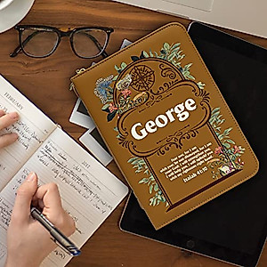 10x7 Inch Personalized Bible Cover – Create Your Own Design, Custom Bible Cover and Carrying Case with Handle – Leatherette Book Covers and Bible Case for Women - Brown (Design 5)