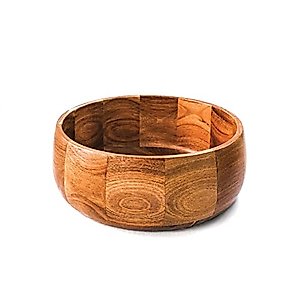 Salad Bowl wooden Acacia wood 11 diameter X4.75inch H Exquisitely crafted in natural brown tone for food , fruit server, tones