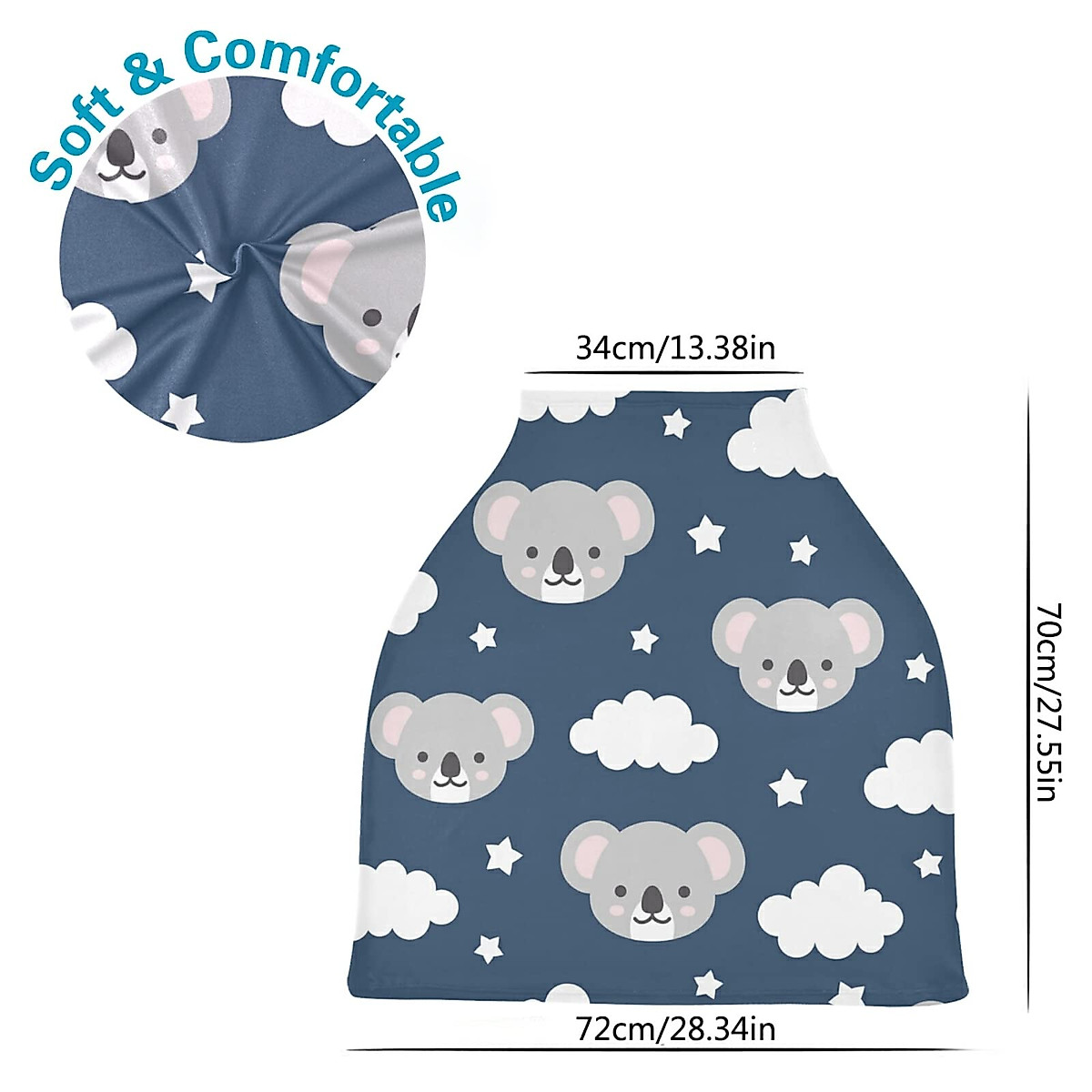 Nursing Cover Breastfeeding Scarf Cute Koala - Baby Car Seat Covers, Infant Stroller Cover, Carseat Canopy(55)