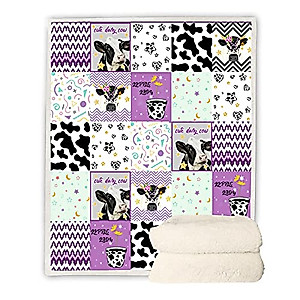 Cow Print Blanket Cow Decor Bedding Throw Blanket,Christmas Birthday Valentine's Day Gifts for Girl Women,Farmhouse Fall Winter Warm Soft Sherpa Thick Throw Blanket for Bed Sofa Office