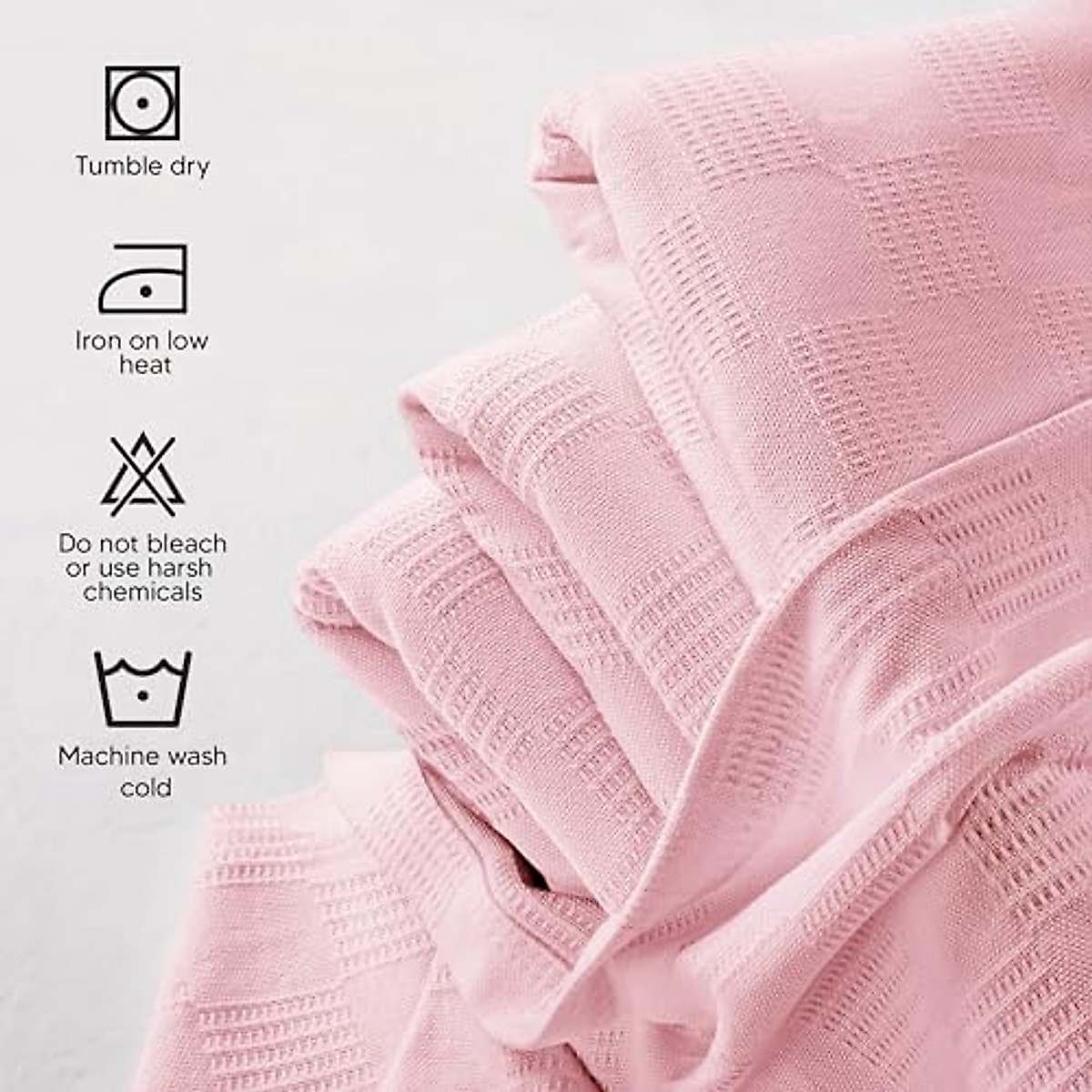 Utopia Bedding Dusky Pink 100% Cotton Blanket [Queen Size - 90x90 Inch] 350GSM Lightweight, Soft and Breathable Thermal Blanket for All Seasons