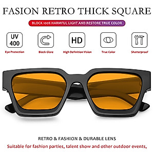 YMRFW Simple Women's Square Sunglasses Men's Thick Frame Classic Trend Black Sunglasses UV Protection