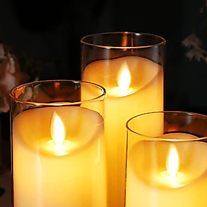 DALANG Flickering Flameless LED Candles with Remote Control and Timer, Ideal for Halloween, Christmas,Partty and Home Decor,Gifts for Wife,Mother,Friend,Set of 4(White 3”Dx6“H)