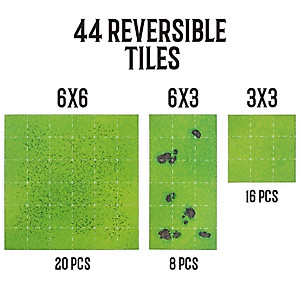 Stratagem The Master's Atlas Grid Tiles-Reversible Dry Wet Erase Battle Map for 3D DND-RPG Tabletop RPG Scenery-Dungeons Dragons Pathfinder- Tabletop Grid| Grass/Stone - 44 Tiles & 48 Tokens