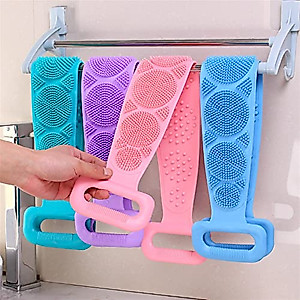 INGVY Dry Brushing Body Brush Rubbing Back Mud Magic Silicone Brush Bath Towels Peeling Body Massage Shower Extended Scrubber Skin Clean Shower Brush Massage (Color : Purple)