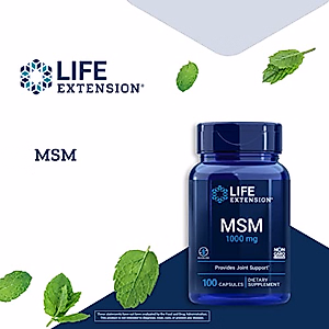 Life Extension MSM 1000 mg - Joint Health Supplement For Adults - Support Muscle, Joints, Knee and Cartilage Health For Mobility, Strength, Relief - Gluten-Free, Non-GMO - 100 Capsules