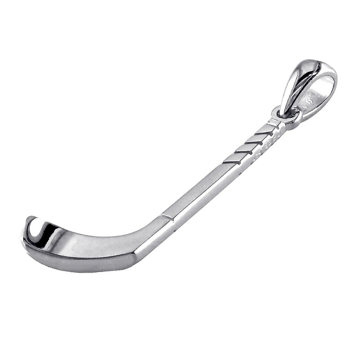 Right Handed Ice Hockey Stick Charm in Sterling Silver
