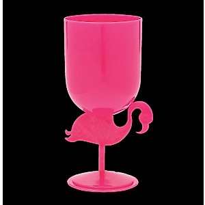 Luau Party PLASTIC PINK FLAMINGO GOBLET Drink Cup Wine Glass Tiki Bar Decoration