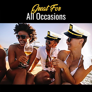 Bachelorette Party Captain's Hat - Cute Bride to Be Nautical Bachelorette Hat | Fun Bridal Shower Accessories Decor Wedding (with Veil) White