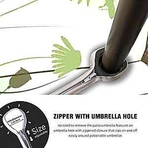 Lirduipu Butterfly Pattern Round Outdoor Tablecloth,Round Tablecloth with Umbrella Hole and Zipper for Patio Garden,Waterproof Spill-Proof,for Patio Table with Umbrella Hole(72" Round,Green)