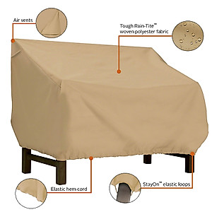 Classic Accessories Terrazzo Water-Resistant 104 Inch Patio Bench/Loveseat Cover, Outdoor Bench Cover