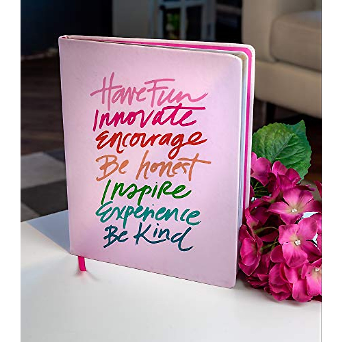 Eccolo Large Lined Journal Notebook, Hardbound Cover, Writing Journal, 256 Ruled White Pages, Gilded Edges, Ribbon Bookmark, Lay Flat, Desk Size for Work or School (Pink, 8x10 inches)