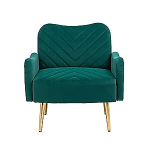 Tennozu Cute Elegant Loveseat Couch, Accent Sofa Convertible Futon Sofa Bed, Modern Golden Leg Love Seat Sofa, Small Loveseats Living Room Velvet Sofas, Stylish, Chic (Green, Single Sofa)