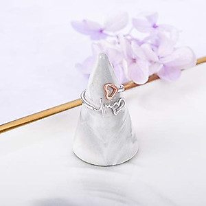 BEILIN 925 Sterling Silver Ring Faith Hope Love Ring Heartbeat Jewelry Adjustable Rings for Women Teens