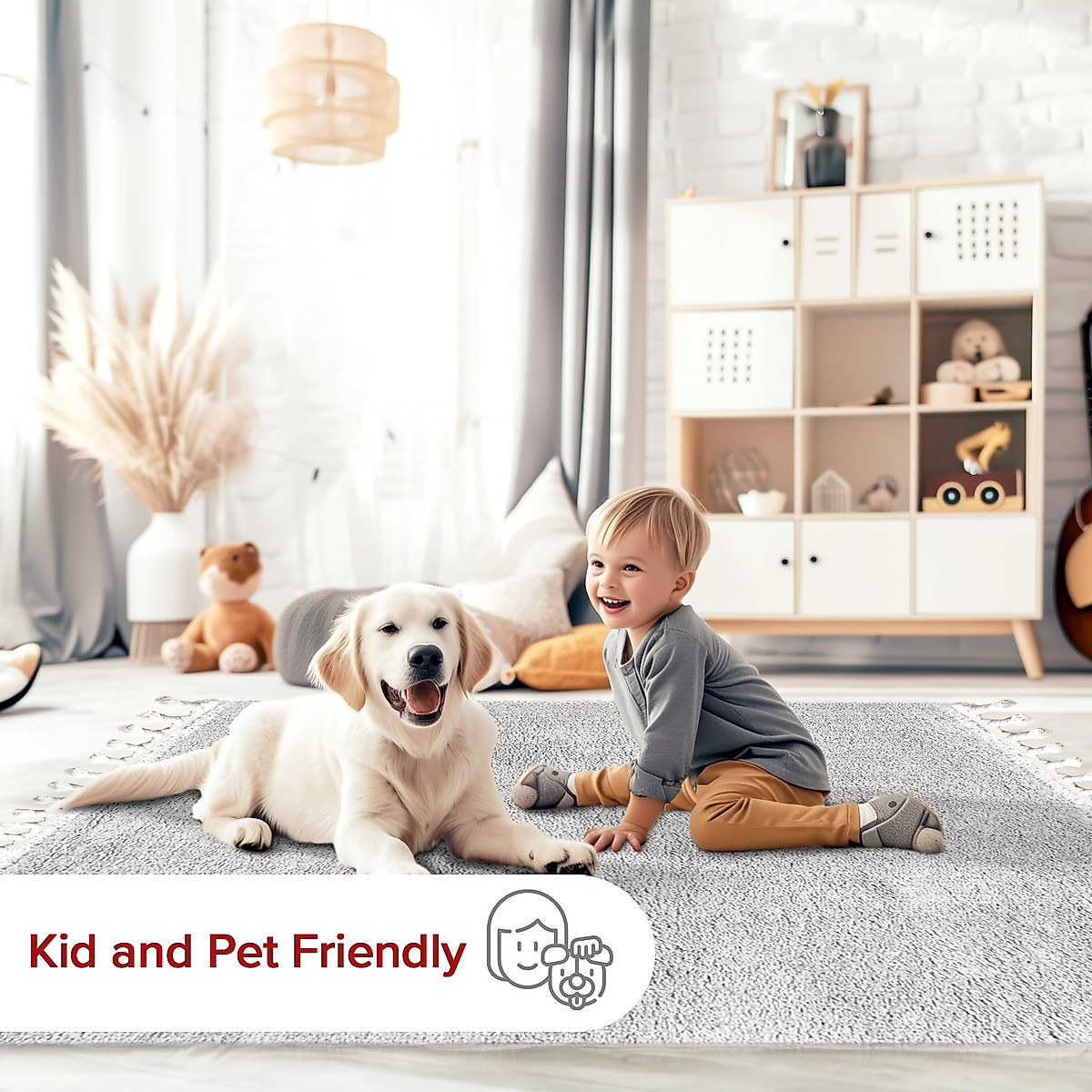 nuLOOM Neva Modern Tasseled Shag Area Rug, 3x5, Grey