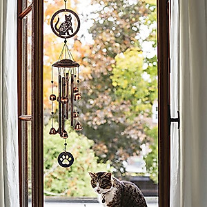 Cat Wind Chimes, 36.6 Inch Pet Memorial Windchimes Outdoors, Pet Memorial Gifts for Family and Friends Who Love Or Have Lost Them, Also Unique Garden Decor(Cat)