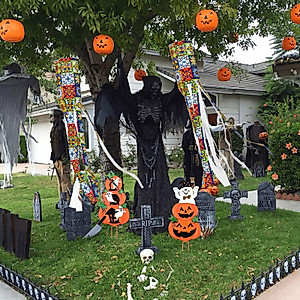 Mexican Talavera Ceramic Tile Halloween Windsocks Flag 40 Inch Flag Wind Socks Outdoor Hanging Decoration Halloween Decorations Halloween Decor Outdoor for Home Yard Patio with Led Light