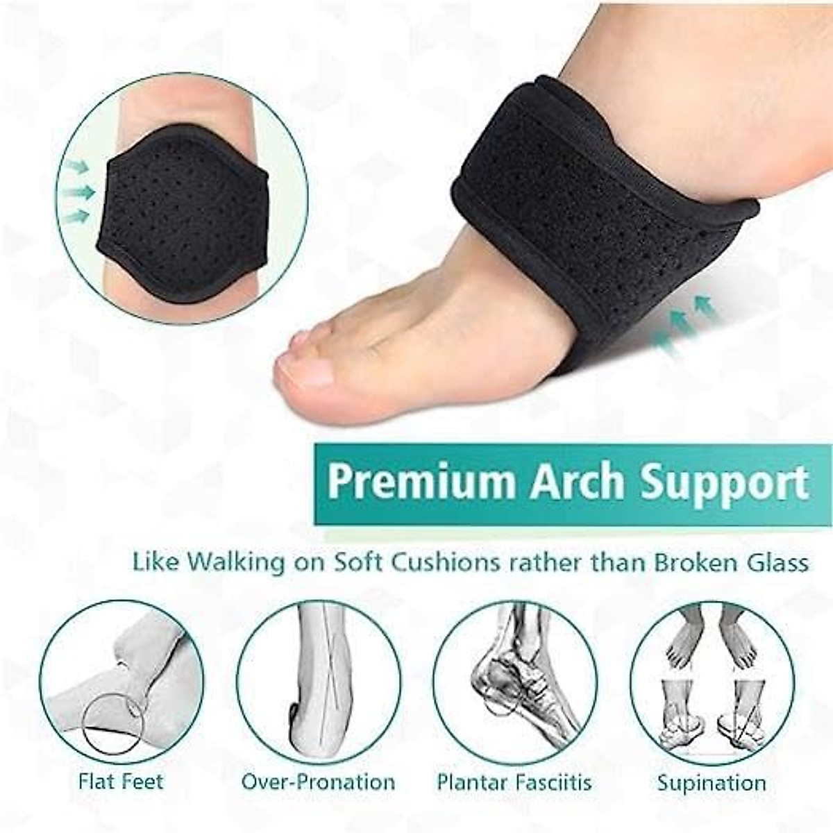 allesoky Foot Care Kit - Plantar Fasciitis Night Splint Orthotic Insoles High Arch Support Heel Pain Relief Massager Compression Socks & Wrap for Foot and Ankle Support