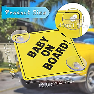 cobee Baby on Board Signs with Double Suction Cups, 2pcs 5"x5" Reusable Safety Car Warning Signs Baby on Board, Durable Kids on Board Car Sign, Baby in Car Sticker for Car Window Cling