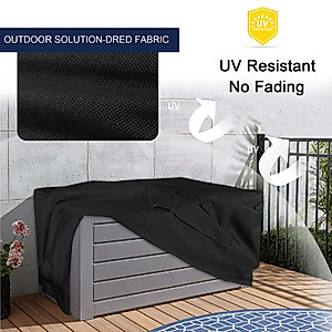 NettyPro Deck Box Cover, Fade Resistant Outdoor Patio Waterproof Storage Box Bench Cover for Rectangular 71-100 Gallon Resin Deck Box, 46 x 24 x 22 inch, Black