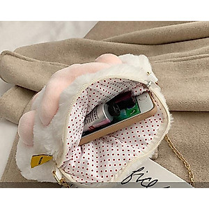 Cute Cat Paw Claw Plush Crossbody Bag for Women Girls Chic Wallet Cellphone Pouch Purse Handbag Soft Fluffy Fur Shoulder Tote (Grey Claw)