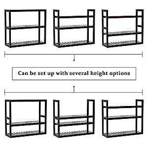 Bathroom Bamboo Shelf Organizer - 3 Tier Storage Shelf with Adjustable Wall Mounted Shelf Rack Over Toilet, Use for Bathroom, Kitchen, Living Room (Black)