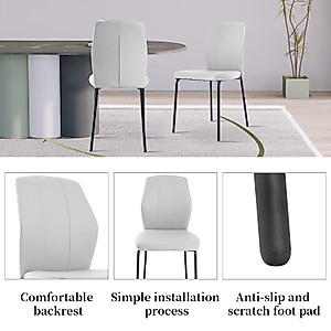 Zerifevni Set of 4 Dining Chair Modern Elegant Side Chairs Leather Durable Wide Cushion for Kitchen Room (4-White)