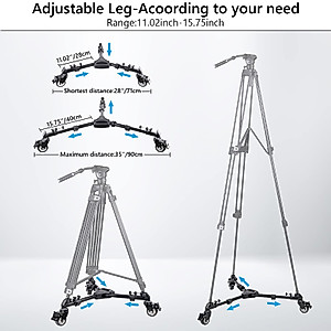 Video Tripod with Heavy Duty Tripod Dolly ARTCISE Professional Heavy Duty Tripod for DSLR Cameras Video Camcorders, Load Capacity Up to 20 Pounds …
