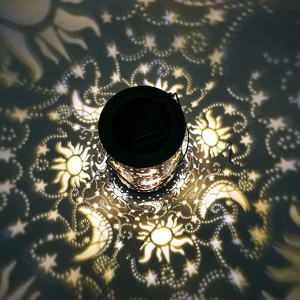 Ruiqas Solar Light Energy Saving Lamp Indoor Outdoor Hollow- Out Leaves Bucket Light Waterproof Lamp for Patio Garden Home Decoration