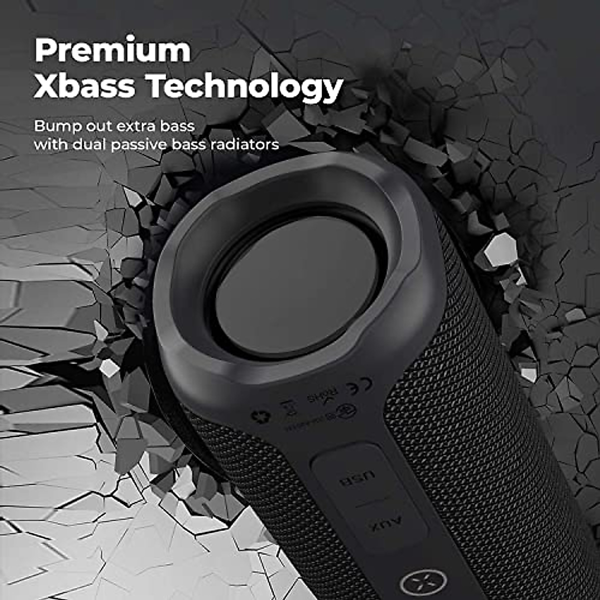 Tribit StormBox Bluetooth Speaker - 24W Portable Speaker, 360° Full Surround Sound, Enhanced Bass, Wireless Dual Pairing, IPX7 Waterproof, 20-Hour Playtime, 66ft Bluetooth Range Outdoor Speaker