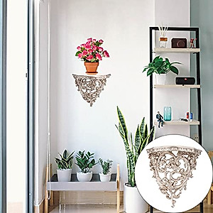 DOITOOL Flower Holder Floating Shelves, Wall Mounted European Style Carved Hollow Shelve, Wall Hanging Shelf for Living Room Bedroom Office Home Wall Decoration Bathroom Wall Shelves