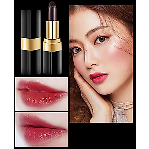 Axnzp Magic Temperature Changing Colors Lipstick,Long Lasting Waterproof Magic Color Changing Lipstick, Lip Stain Gloss Moisturizing for Women(Black Change into Brick Red)
