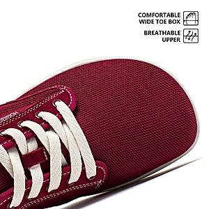 HOBIBEAR Barefoot Minimalist Shoes Womens Mens | Zero Drop | Wide Width Fashion Sneaker Wine red,Women 9/Men 8